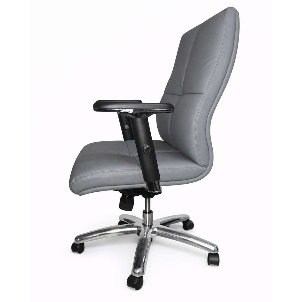 Executive Office Chair – Grey PU Leather (Swivel Base) | Shop Save